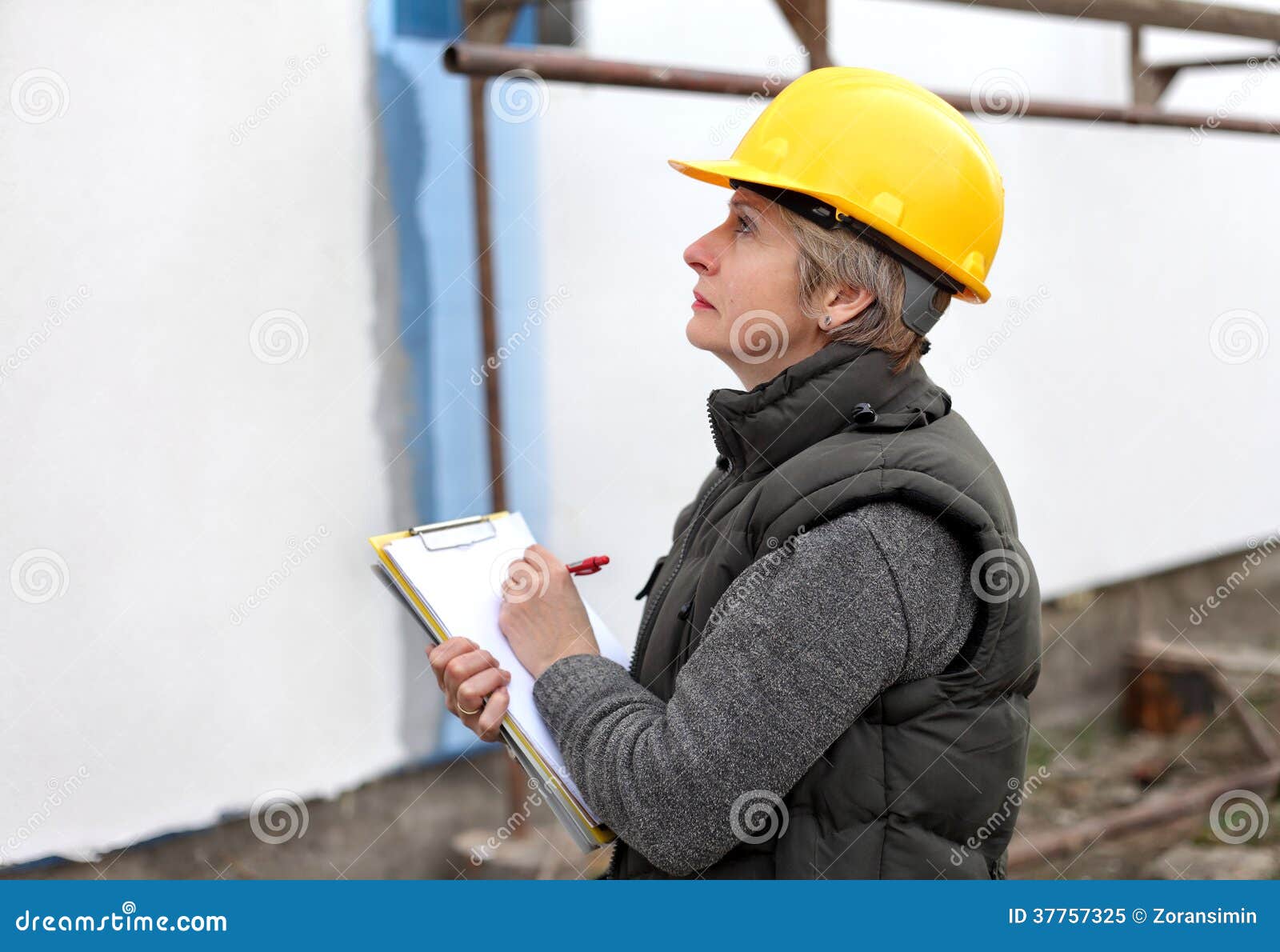 Inspector at Construction Site Stock Image - Image of mortar, facade ...