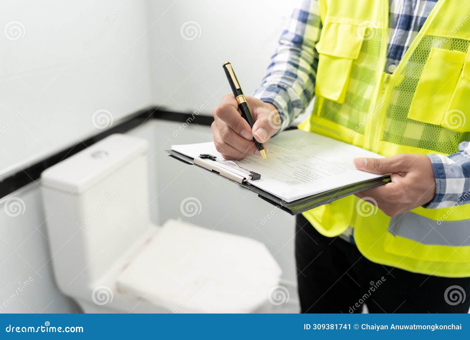 Inspector or Engineer is Inspecting Construction and Quality Assurance ...