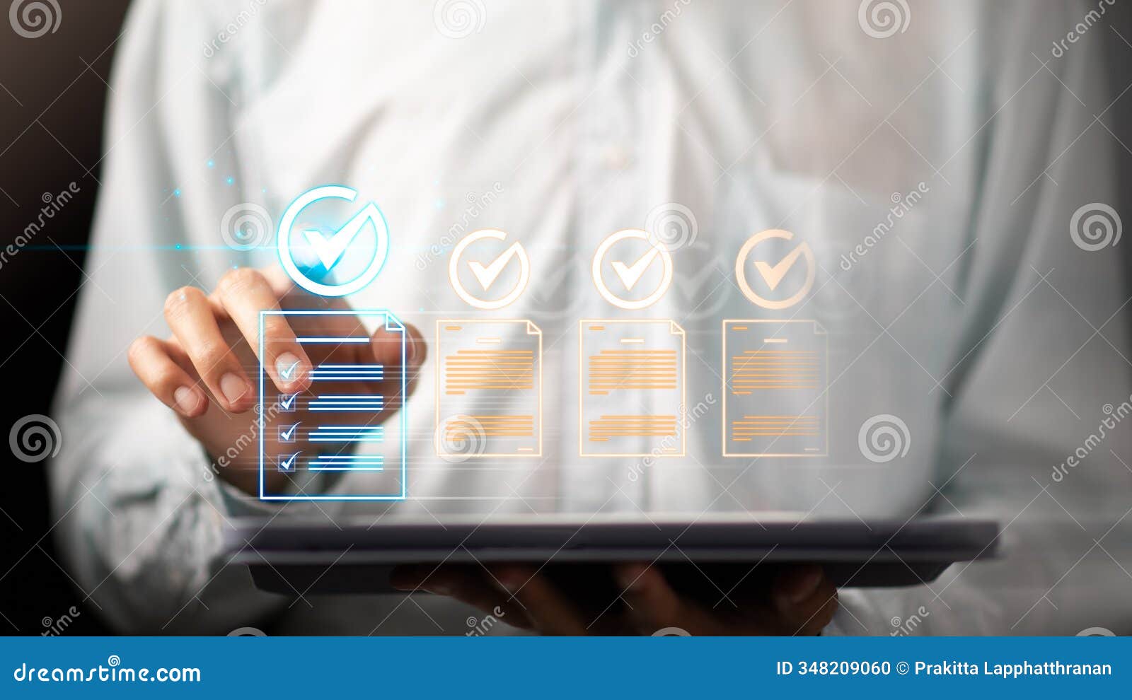 Inspector Makes Mark On The Survey Topic ,Checklist With Checkmarks And ...