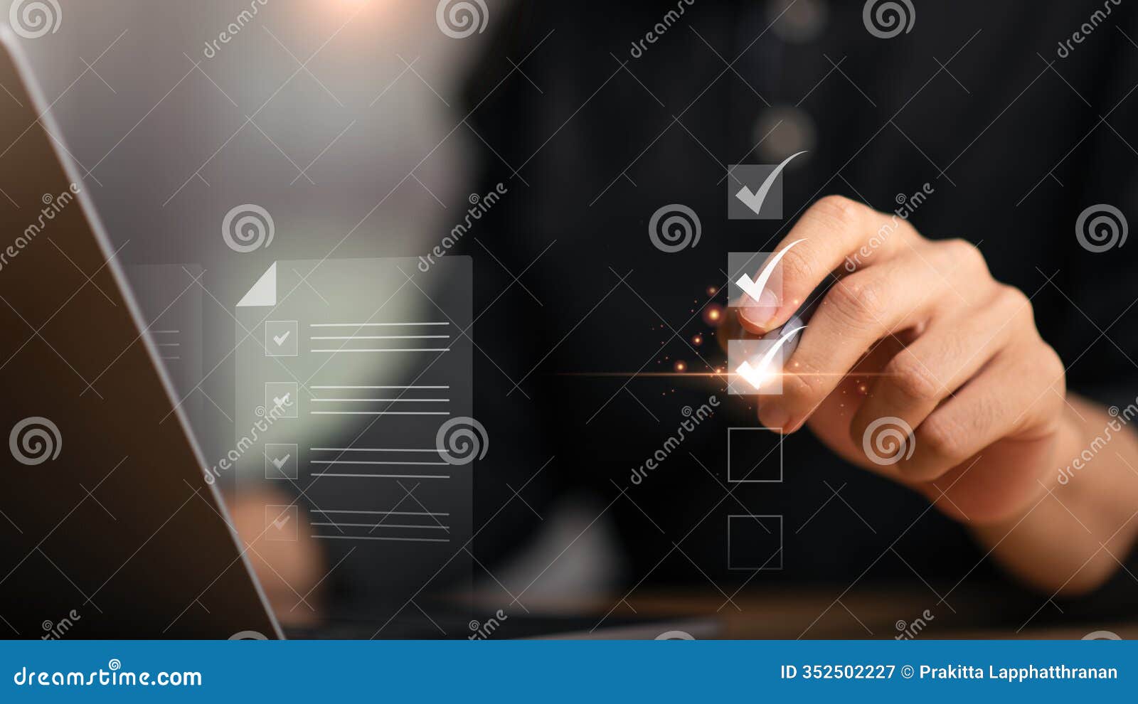 Inspector Makes Mark On The Survey Topic ,Checklist With Checkmarks And ...