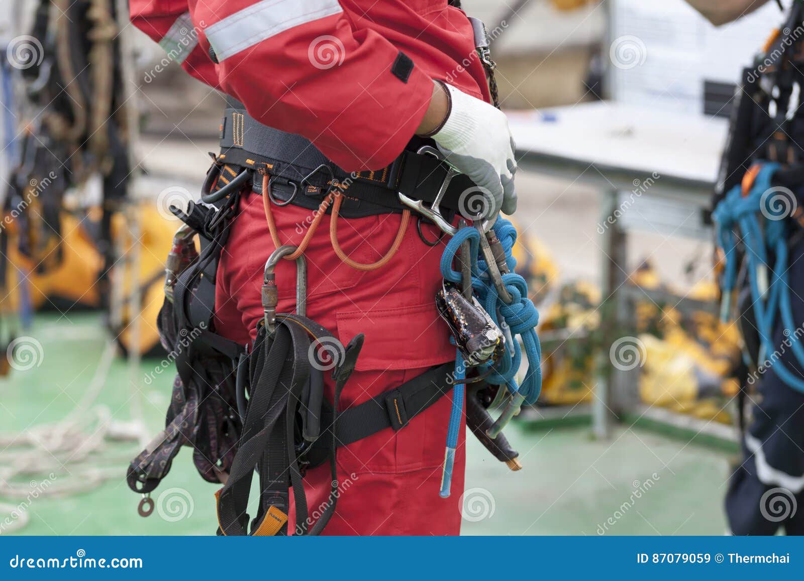 Inspector Man Wearing Rope Access Equipment Stock Image - Image of tank ...