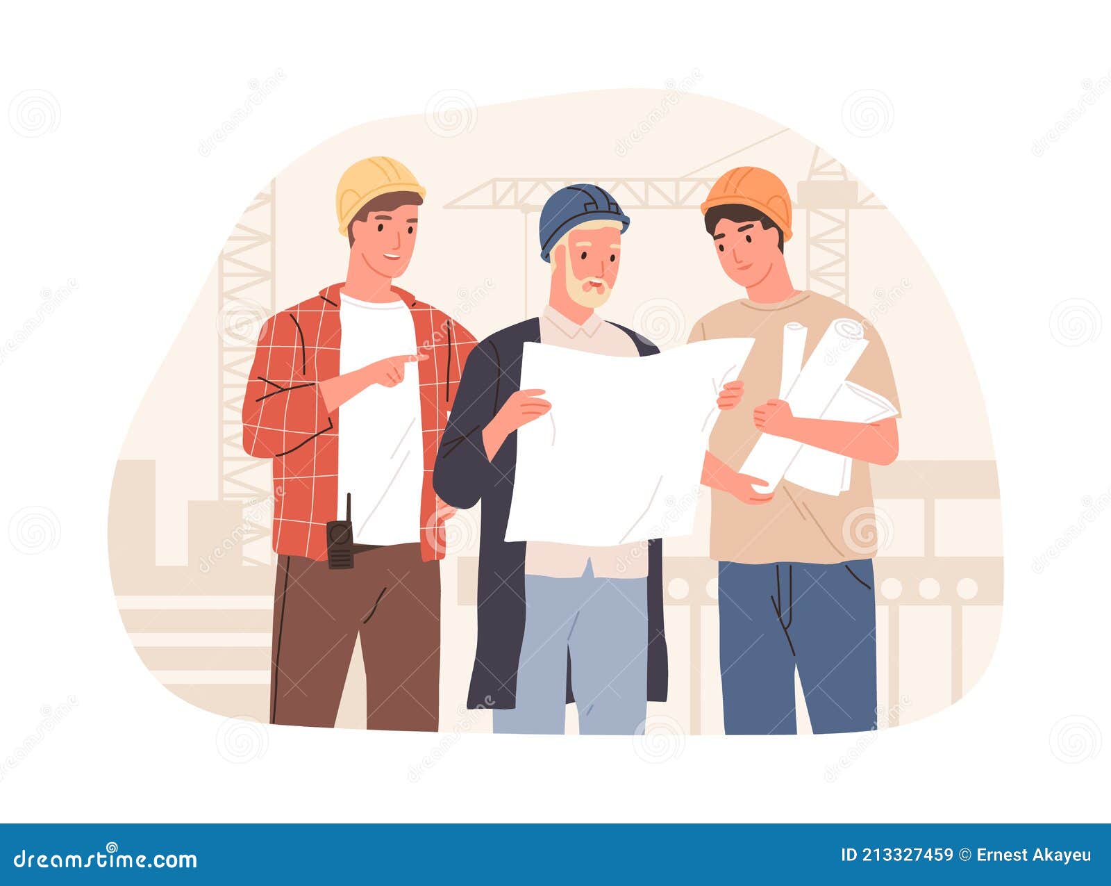 Man Architect Engineer Showing Drawing Building Blueprint On Easel ...