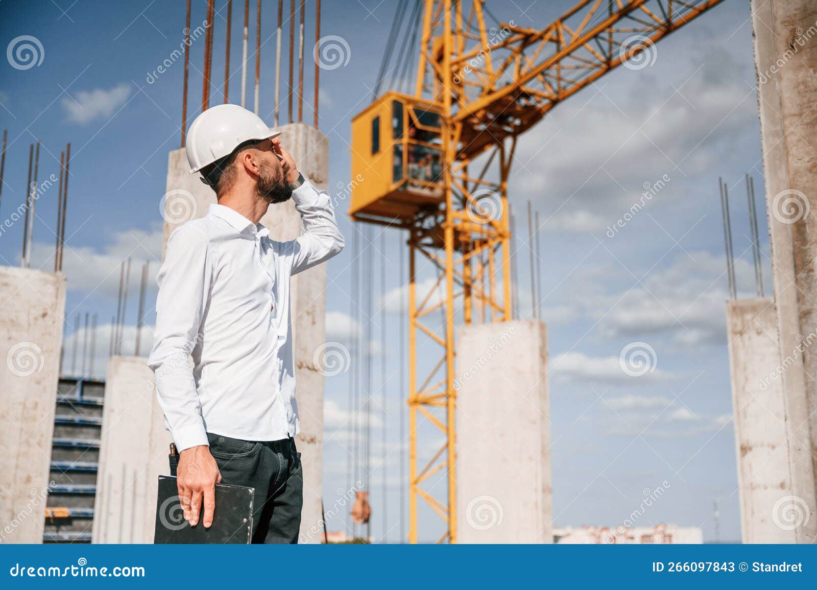 Inspector with Notepad is Standing on the Construction Site Stock Image ...