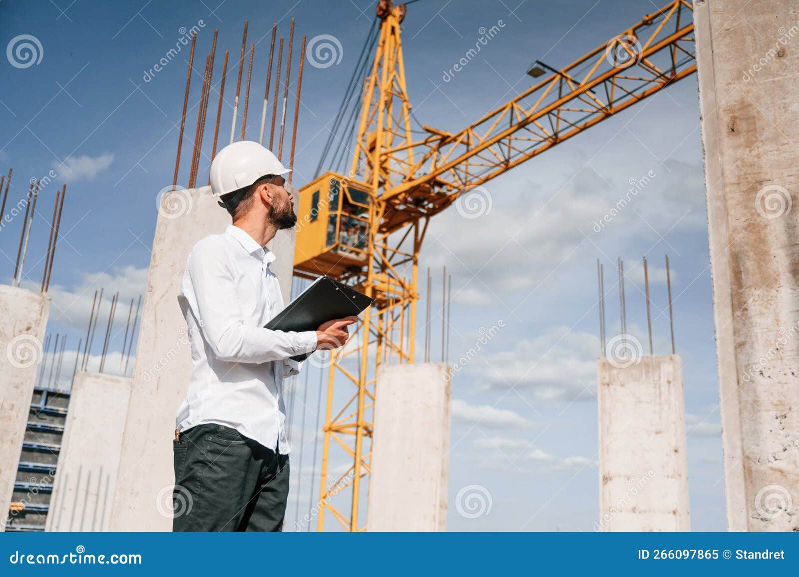 Inspector with Notepad is Standing on the Construction Site Stock Image ...
