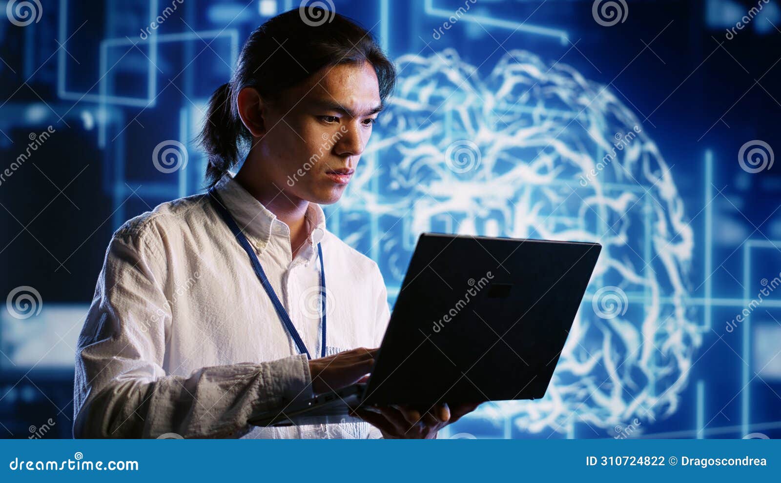 Inspector Overseeing AI Simulation Stock Photo - Image of competent ...