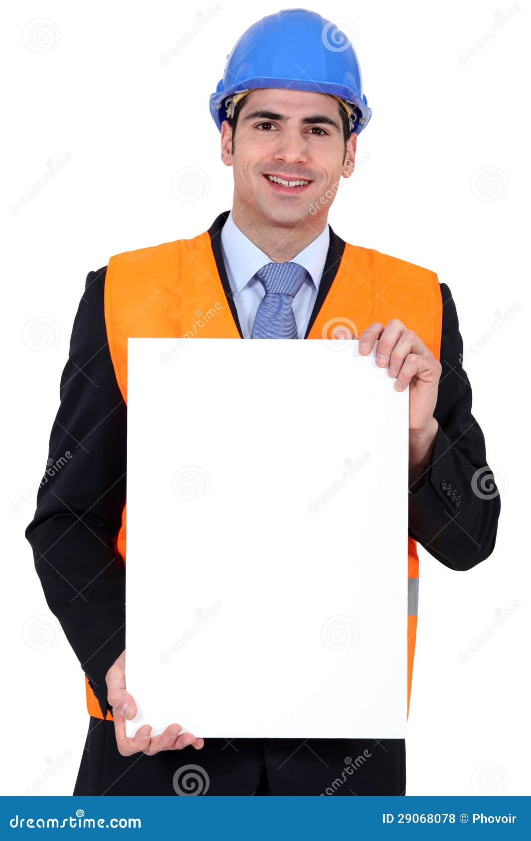 Inspector with a poster stock photo. Image of paper, people - 29068078