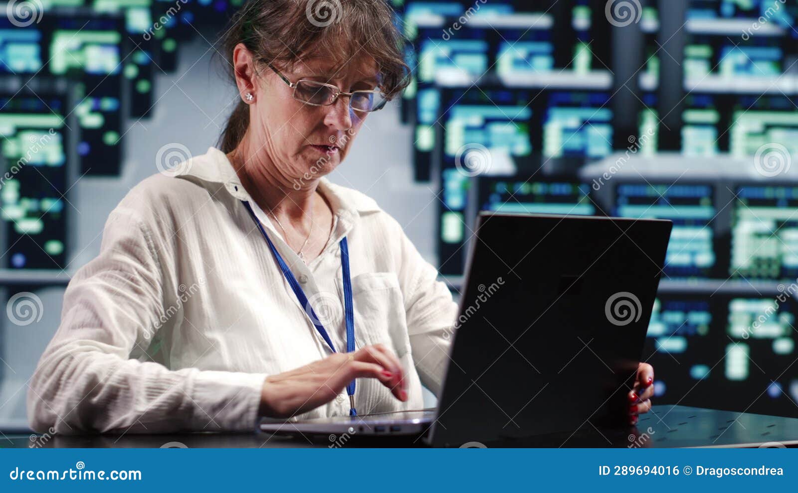 Inspector with Tablet Fixing Servers Stock Footage - Video of tablet ...