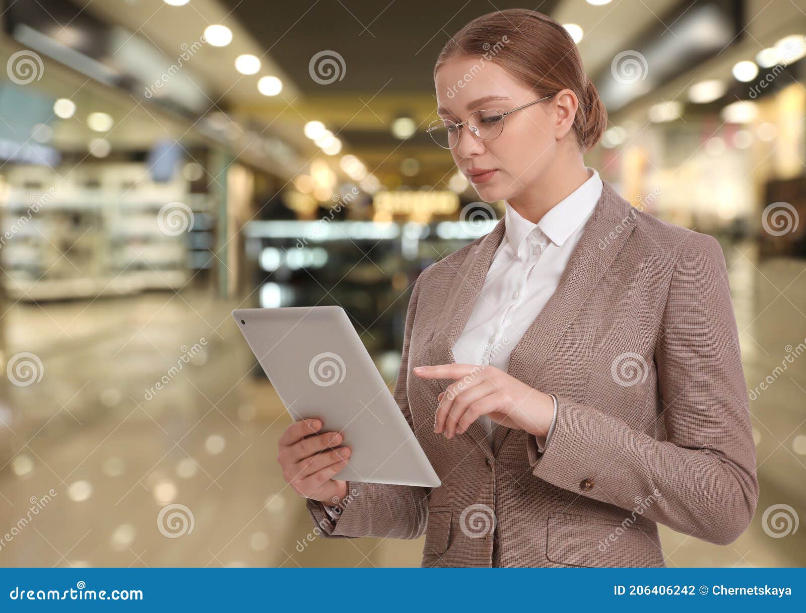 Inspector with Tablet in Shopping Mall. Quality Control Stock Photo ...