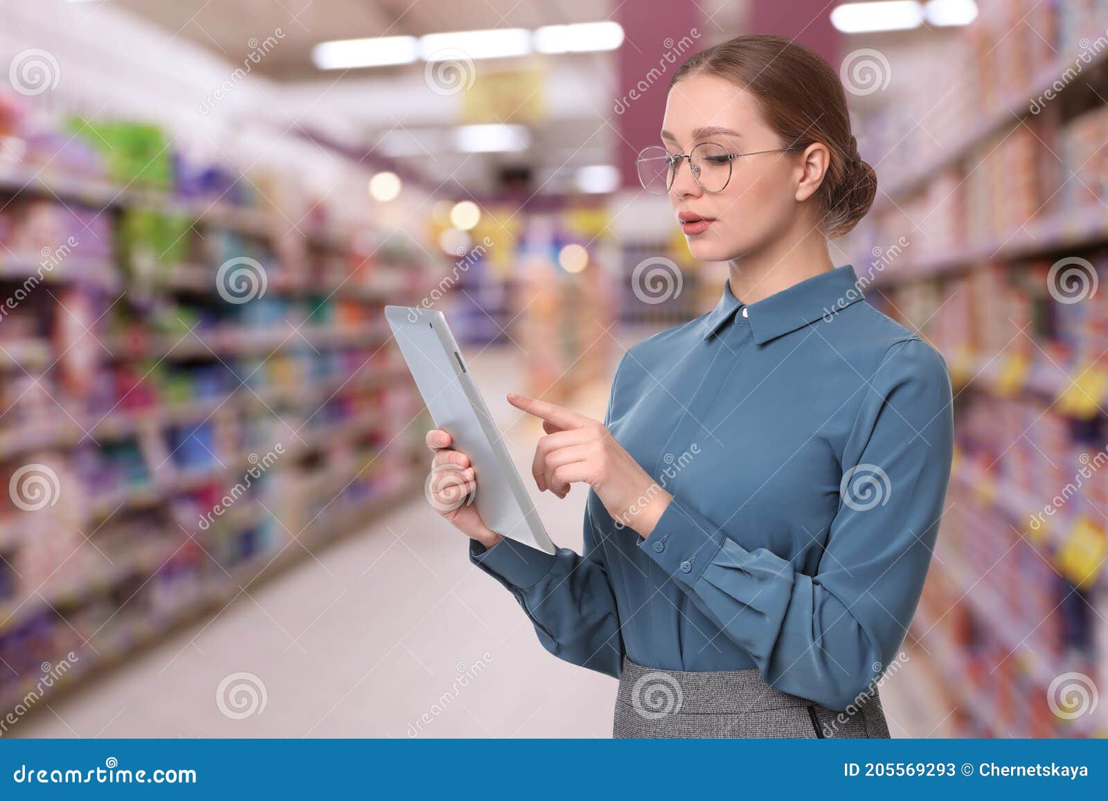 Inspector with Tablet in Supermarket. Quality Control Stock Image ...