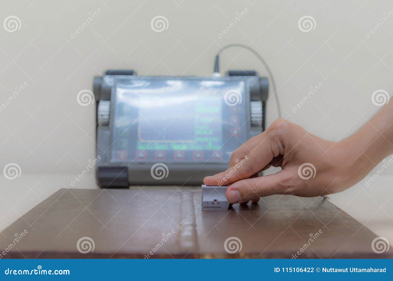 Inspector Is Ultrasonic Testing To Pipe Welds. Ultrasonic Testing UT ...