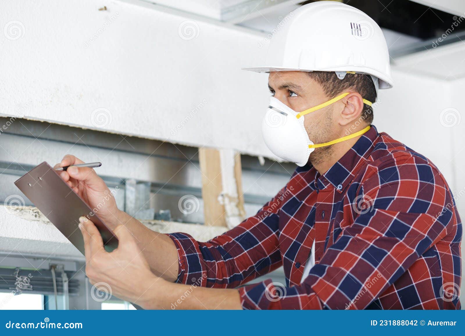 Inspector Wearing Mask while Assessing Property Stock Photo - Image of ...