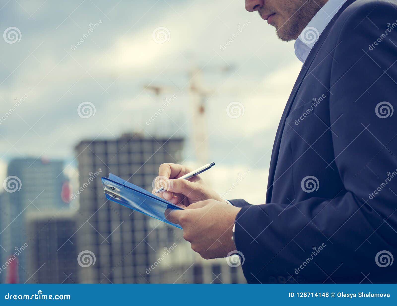 Inspector at work stock photo. Image of building, contractor - 128714148