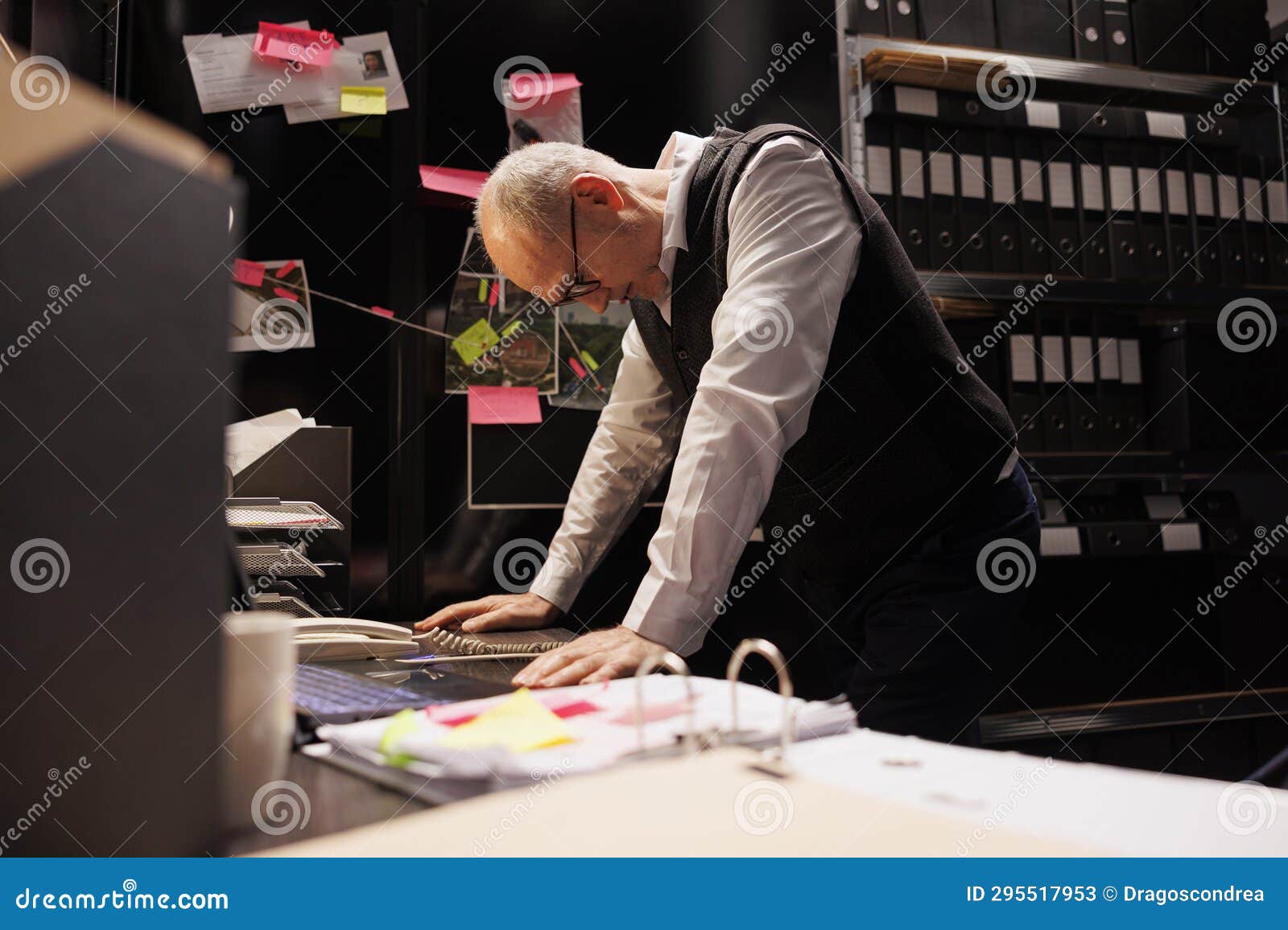 Inspector Working Overtime at Criminal Investigations Case Stock Image ...