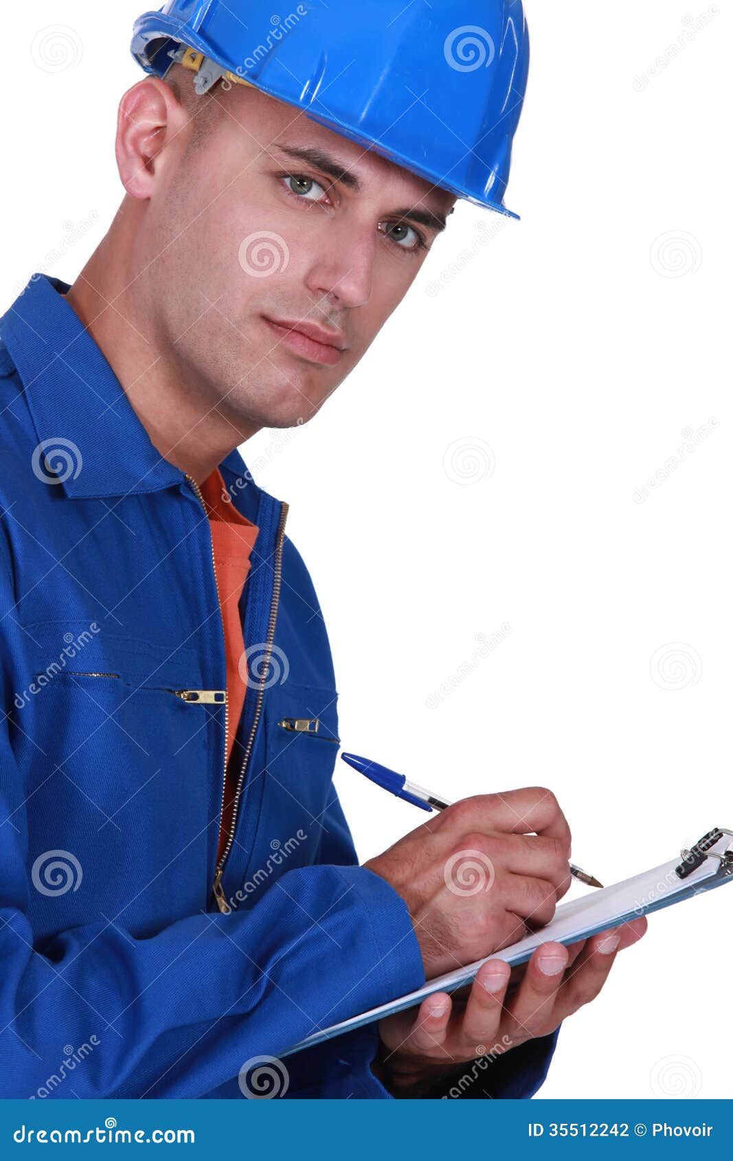 Inspector Writing on a Clip-board Stock Photo - Image of overview ...