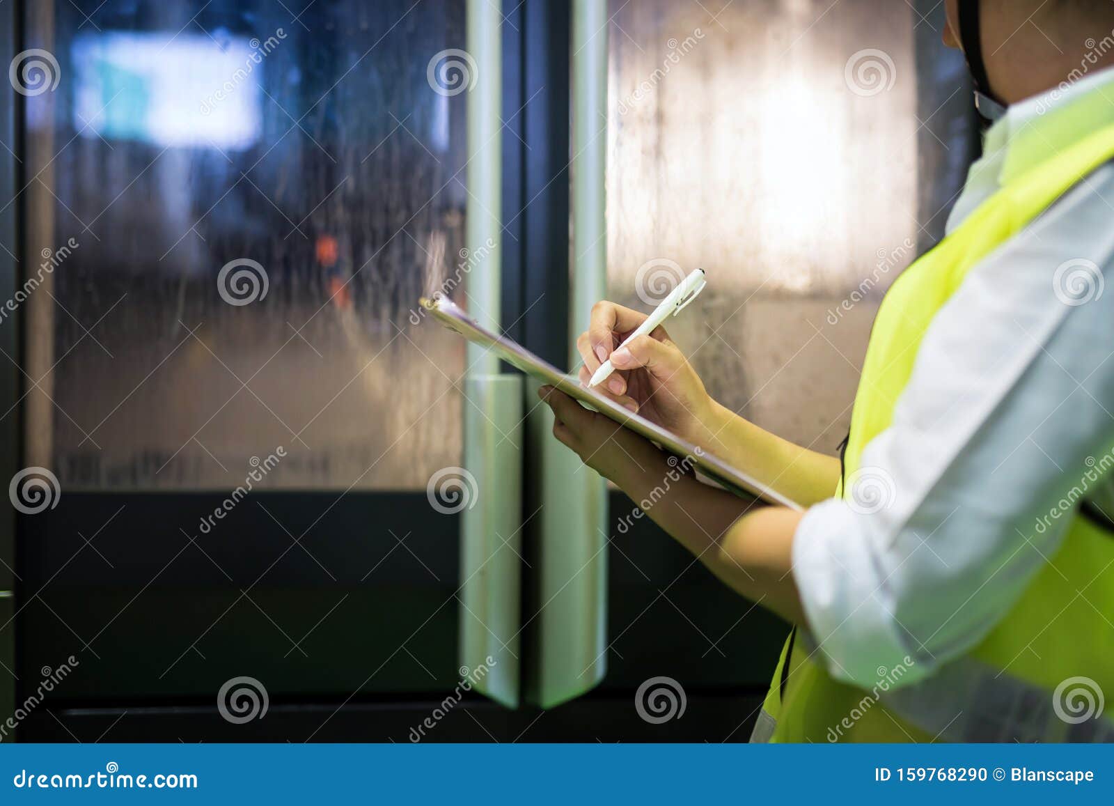 Inspector Writing Note in Factory Stock Photo - Image of clothes ...