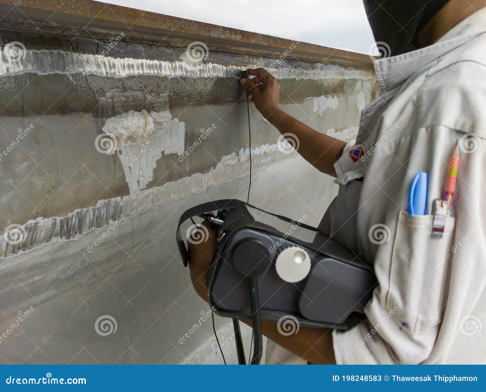 The Inspectors are Checking Defect in Welded at Joint with Process ...