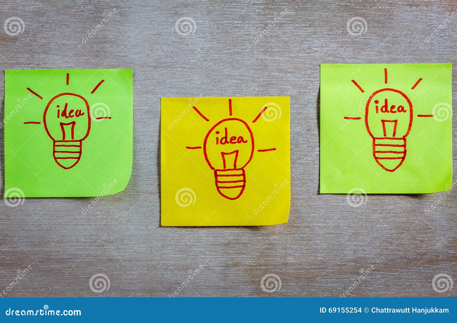 Inspiration Concept Light Bulb Idea on Colorful Sticky Note Pad Stock ...