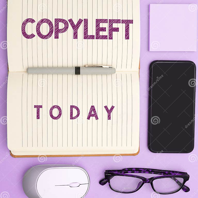 Text Sign Showing Copyleft. Word for the Right To Freely Use, Modify ... Text Sign Showing Copyleft. Word for the Right To Freely Use, Modify ...