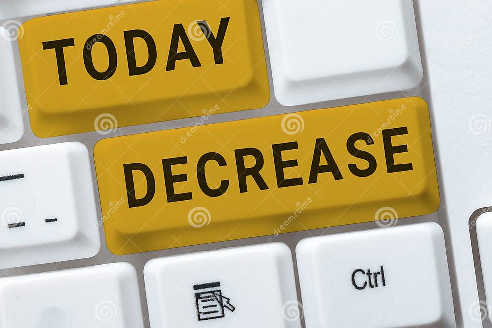 Inspiration Showing Sign Decrease. Internet Concept Make or Become Smaller or Fewer in Size ...
