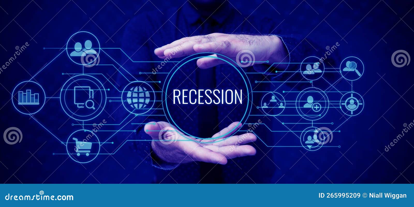 Sign Displaying Recession. Business Concept the Process of Progressive Decrease in Growing ...