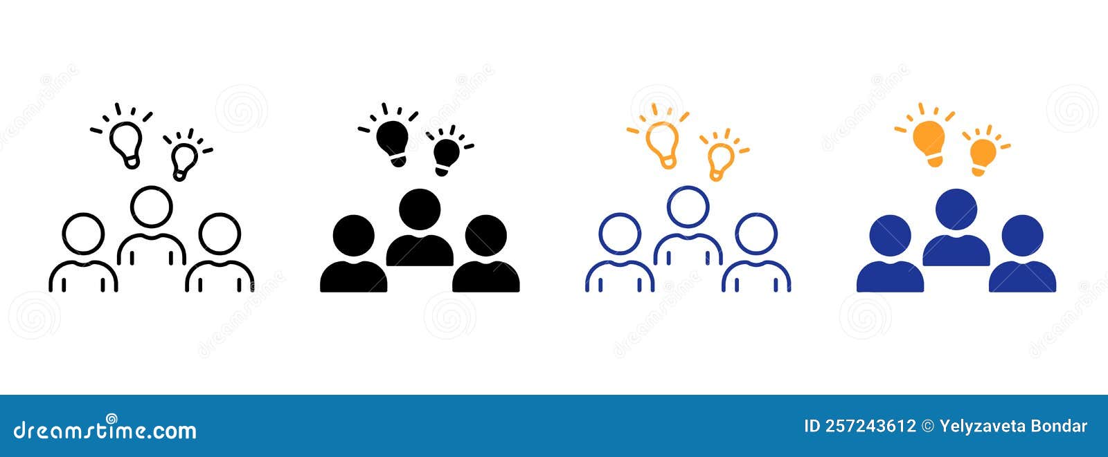 Inspiration Solution Creative Idea Silhouette and Line Icon. Creativity ...