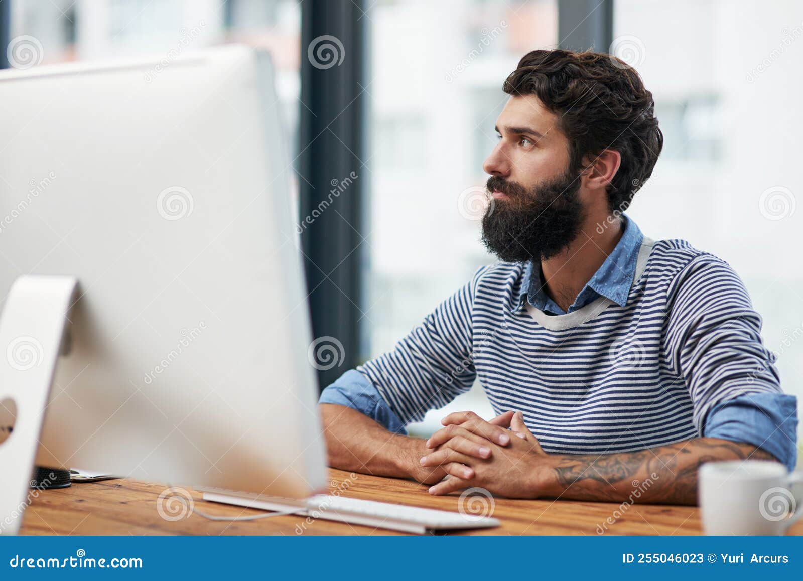 Inspiration Will Strike Him Soon. a Young Creative Working on a ...