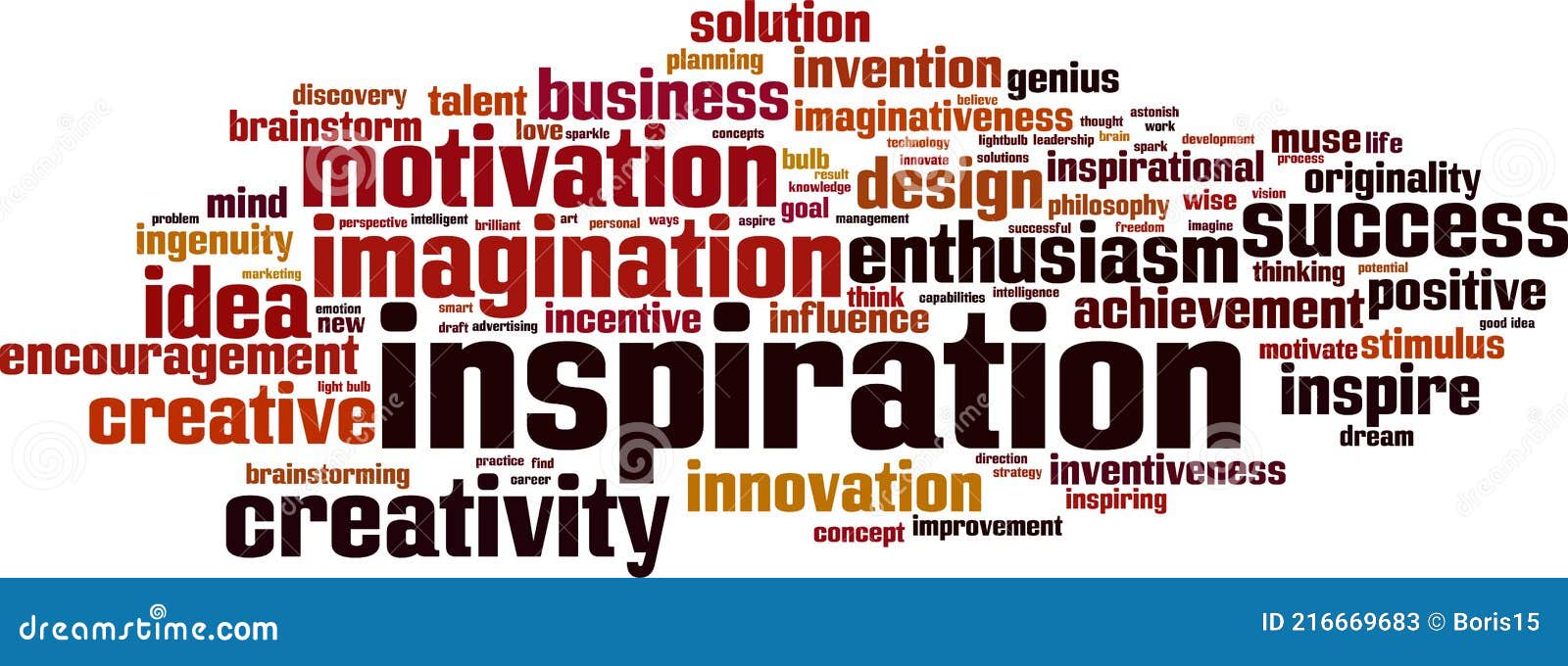 Inspiration word cloud stock vector. Illustration of enthusiasm - 216669683