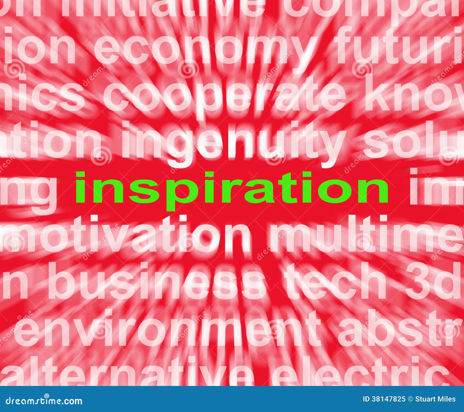 Inspiration Word Shows New and Original Ideas Stock Illustration ...