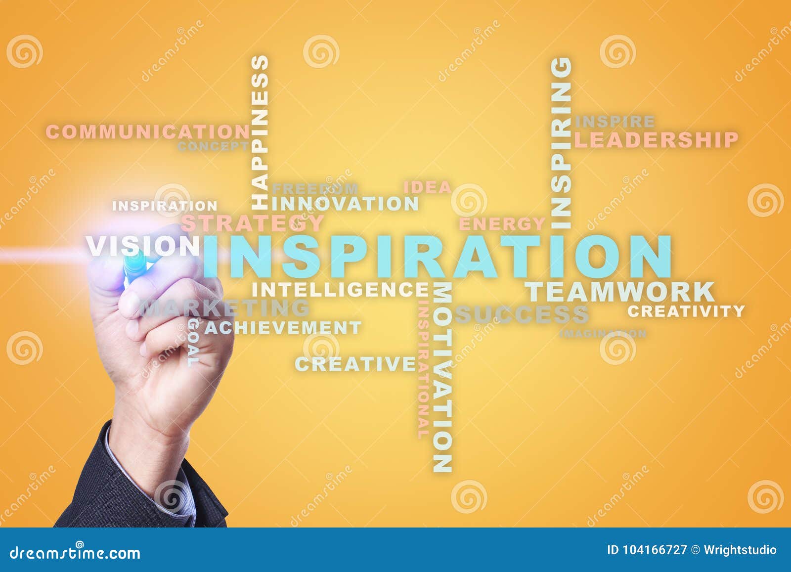 Inspiration Words Cloud on the Virtual Screen Stock Image - Image of ...