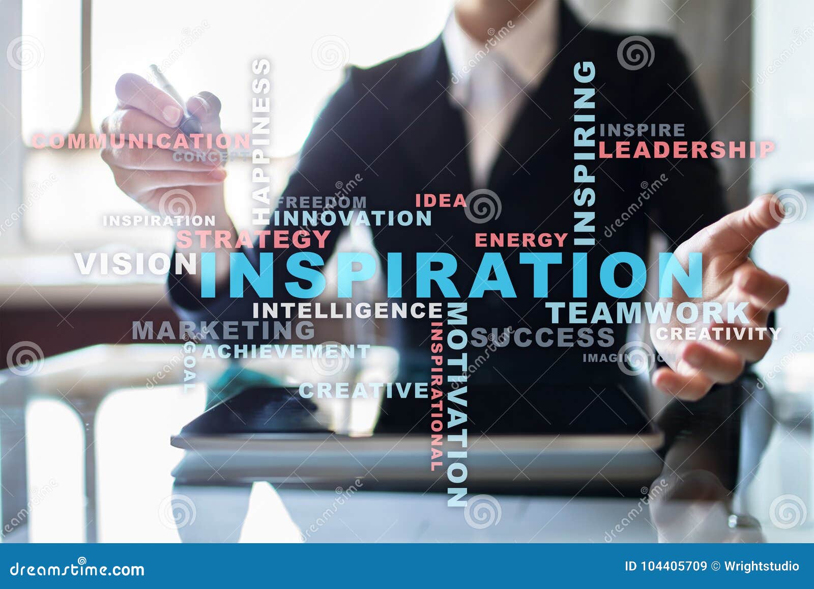 Inspiration Words Cloud on the Virtual Screen Stock Image - Image of ...