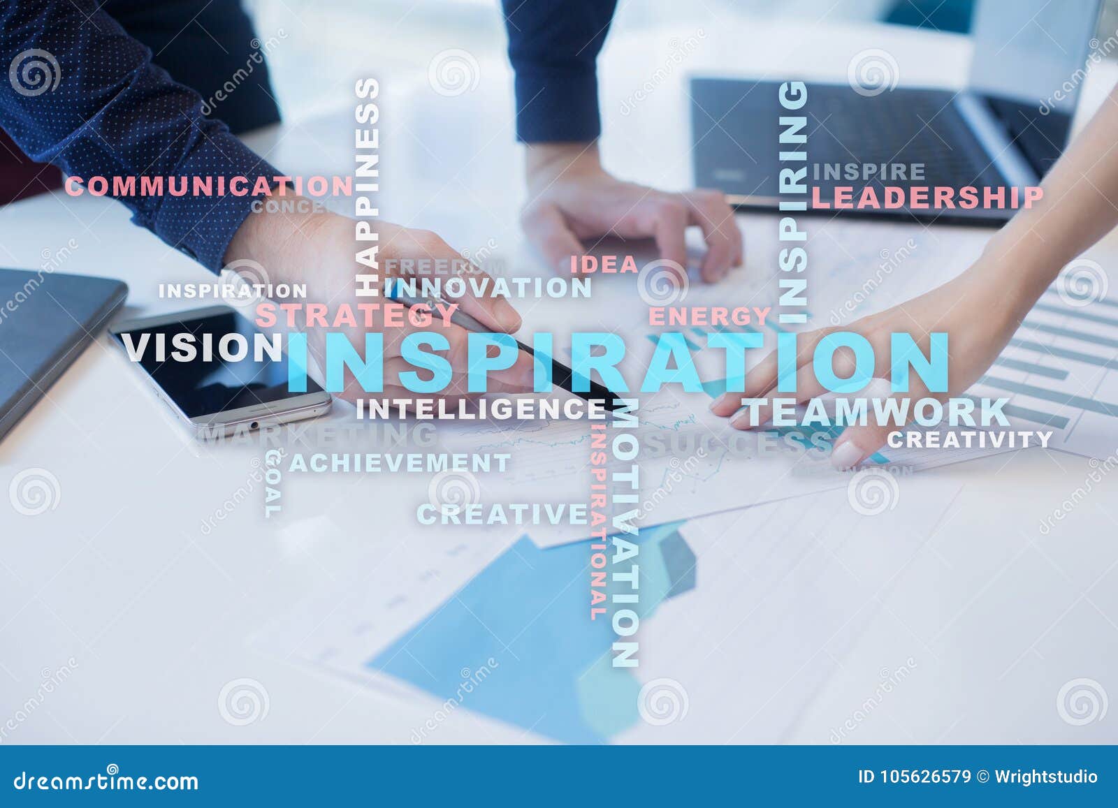 Inspiration Words Cloud on the Virtual Screen Stock Image - Image of ...