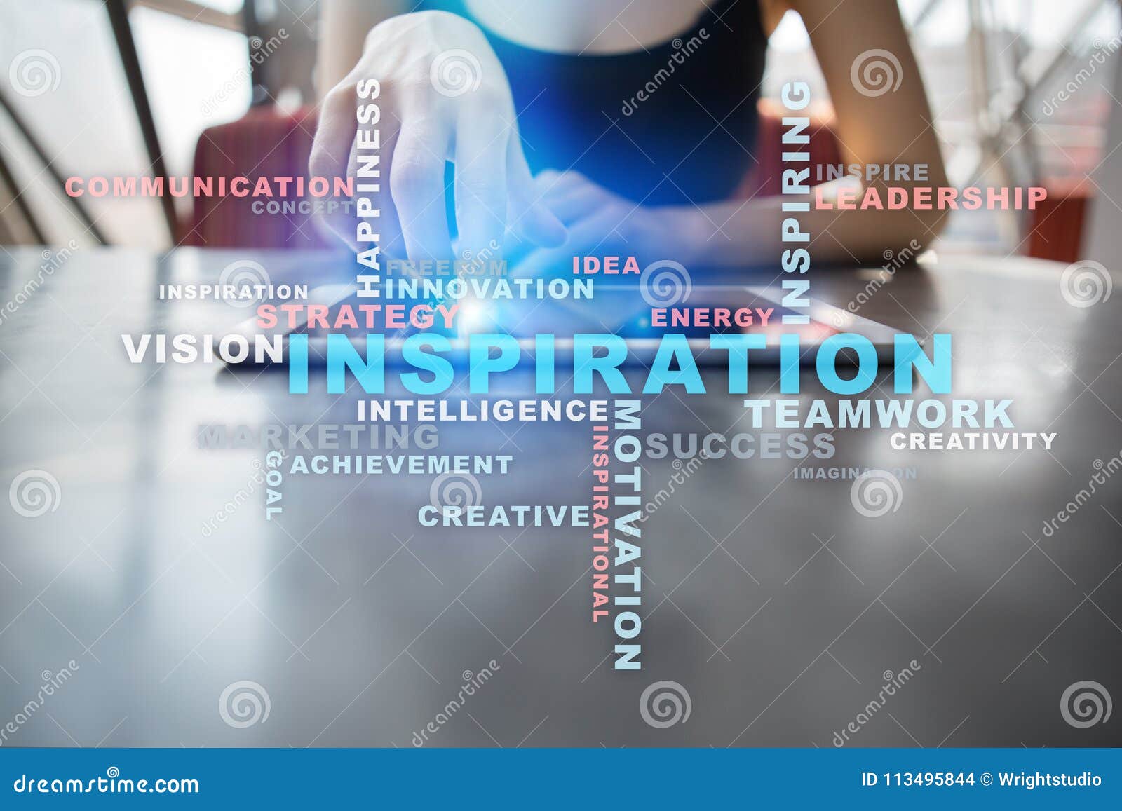 Inspiration Words Cloud on the Virtual Screen. Stock Photo - Image of ...