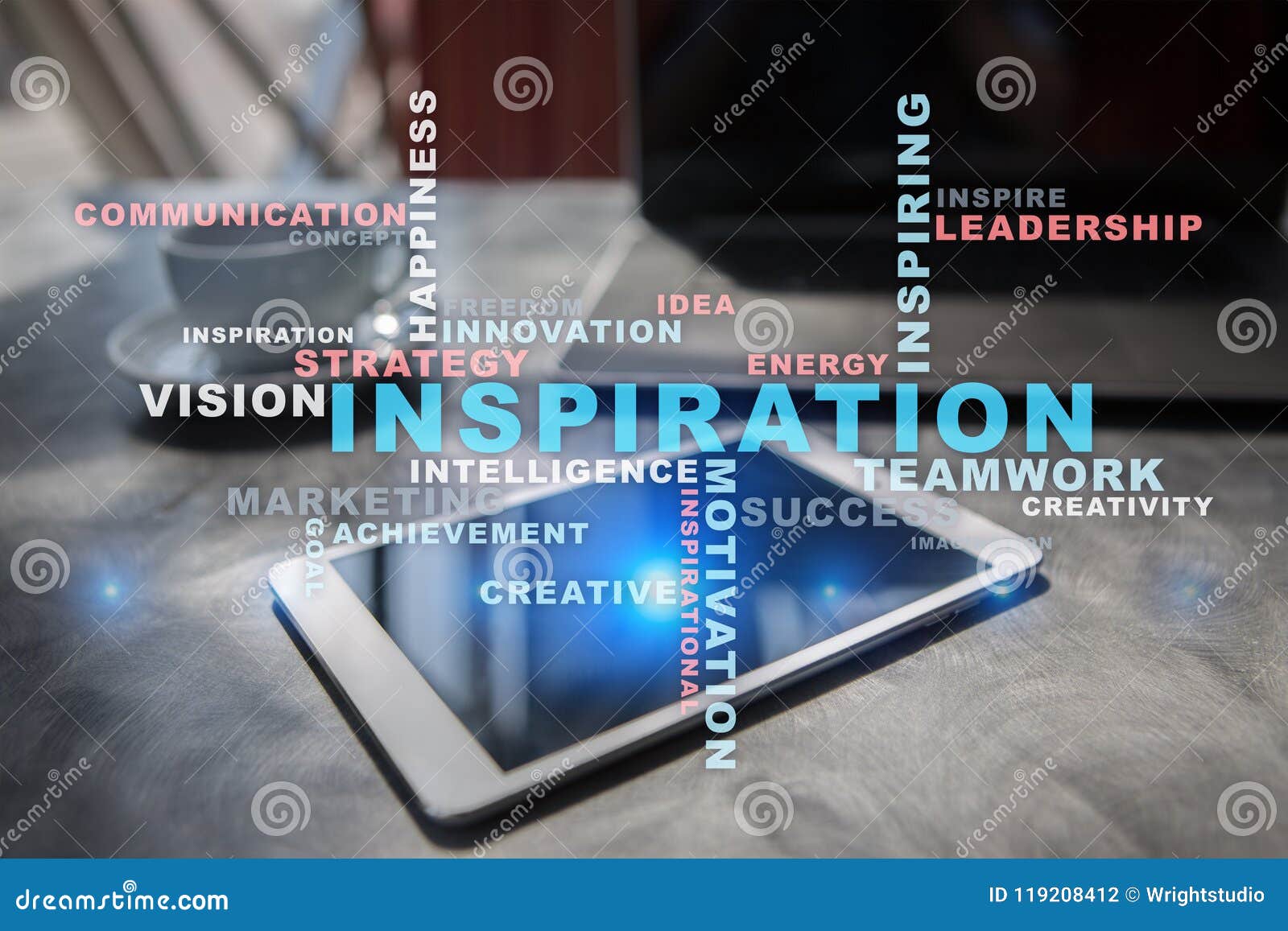 Inspiration Words Cloud on the Virtual Screen. Stock Photo - Image of ...