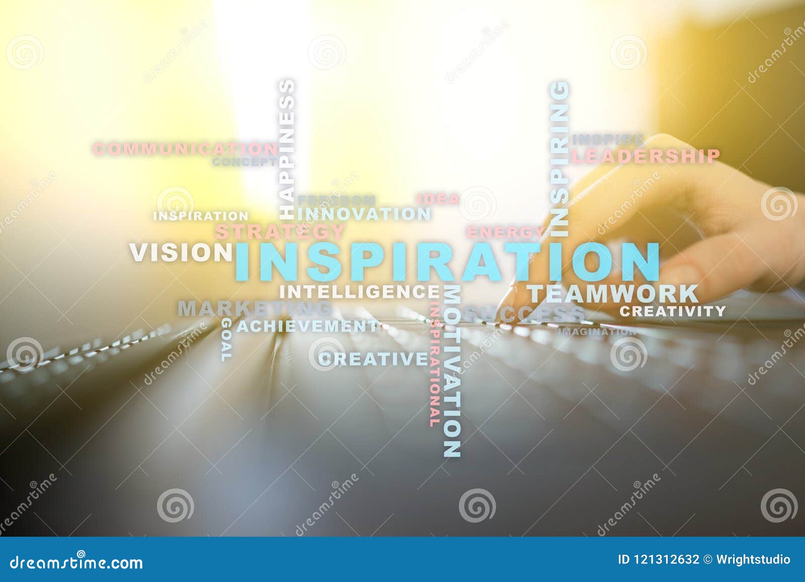 Inspiration Words Cloud on the Virtual Screen. Stock Photo - Image of ...