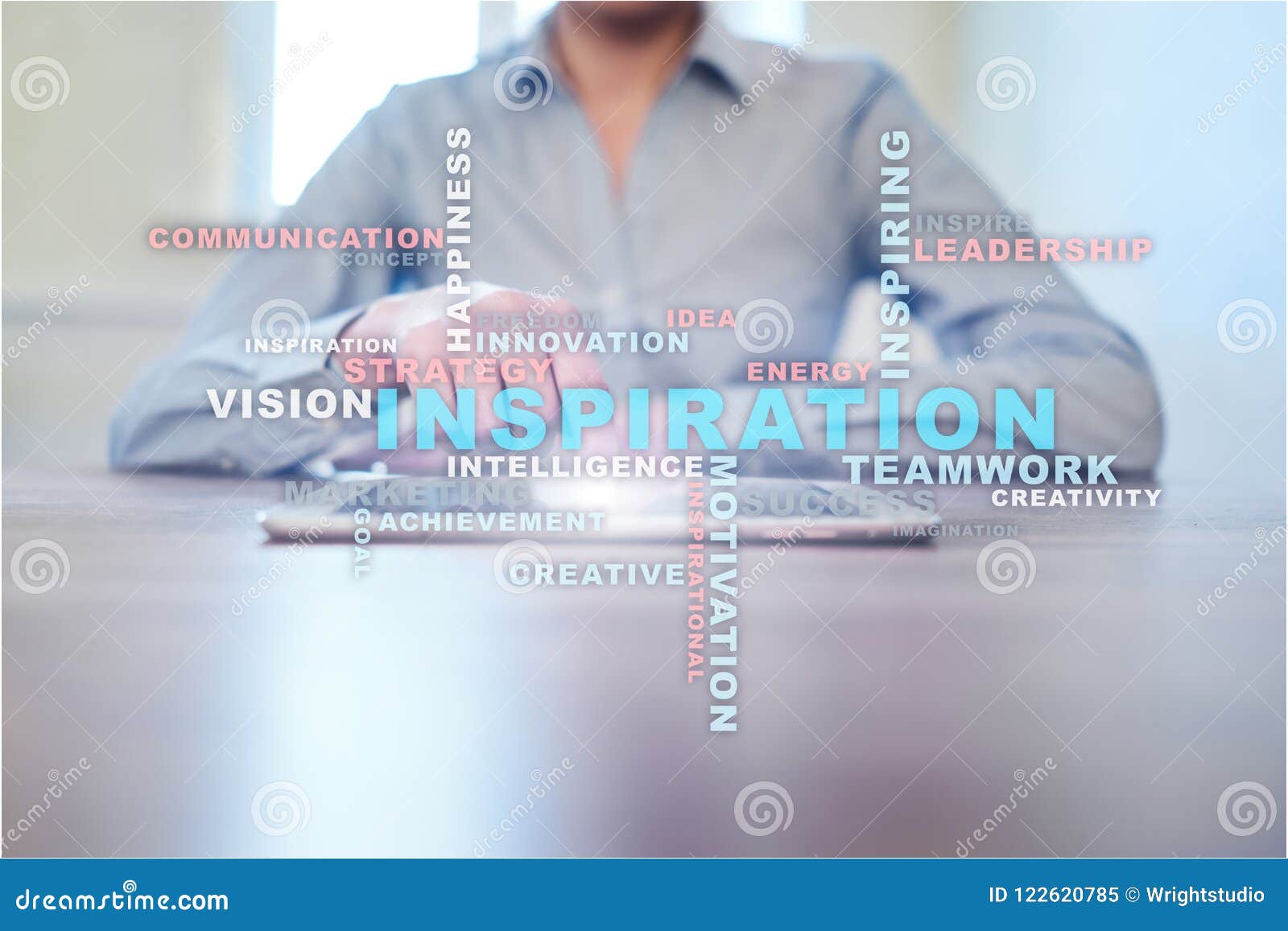 Inspiration Words Cloud on the Virtual Screen. Stock Image - Image of ...