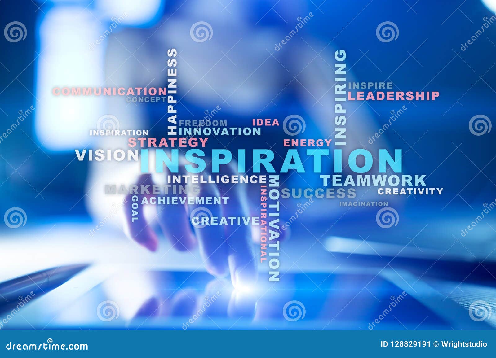 Inspiration Words Cloud On The Virtual Screen. Royalty-Free Stock ...