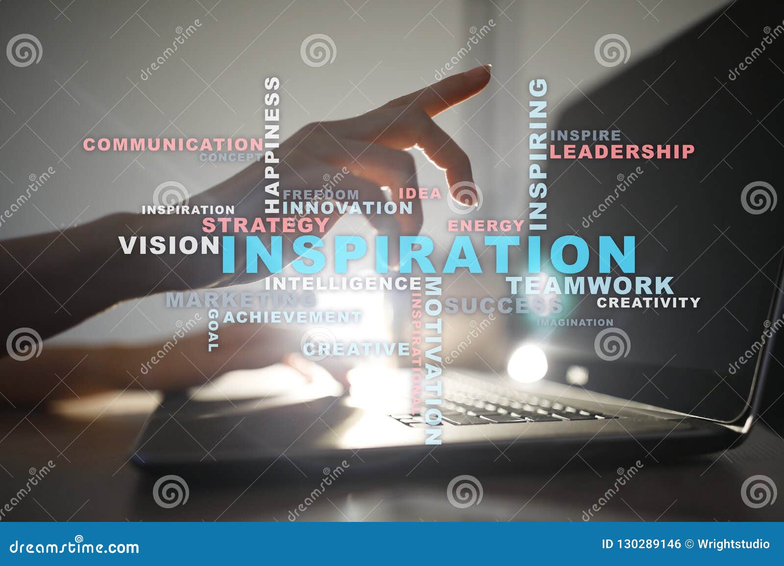 Inspiration Words Cloud On The Virtual Screen. Royalty-Free Stock ...