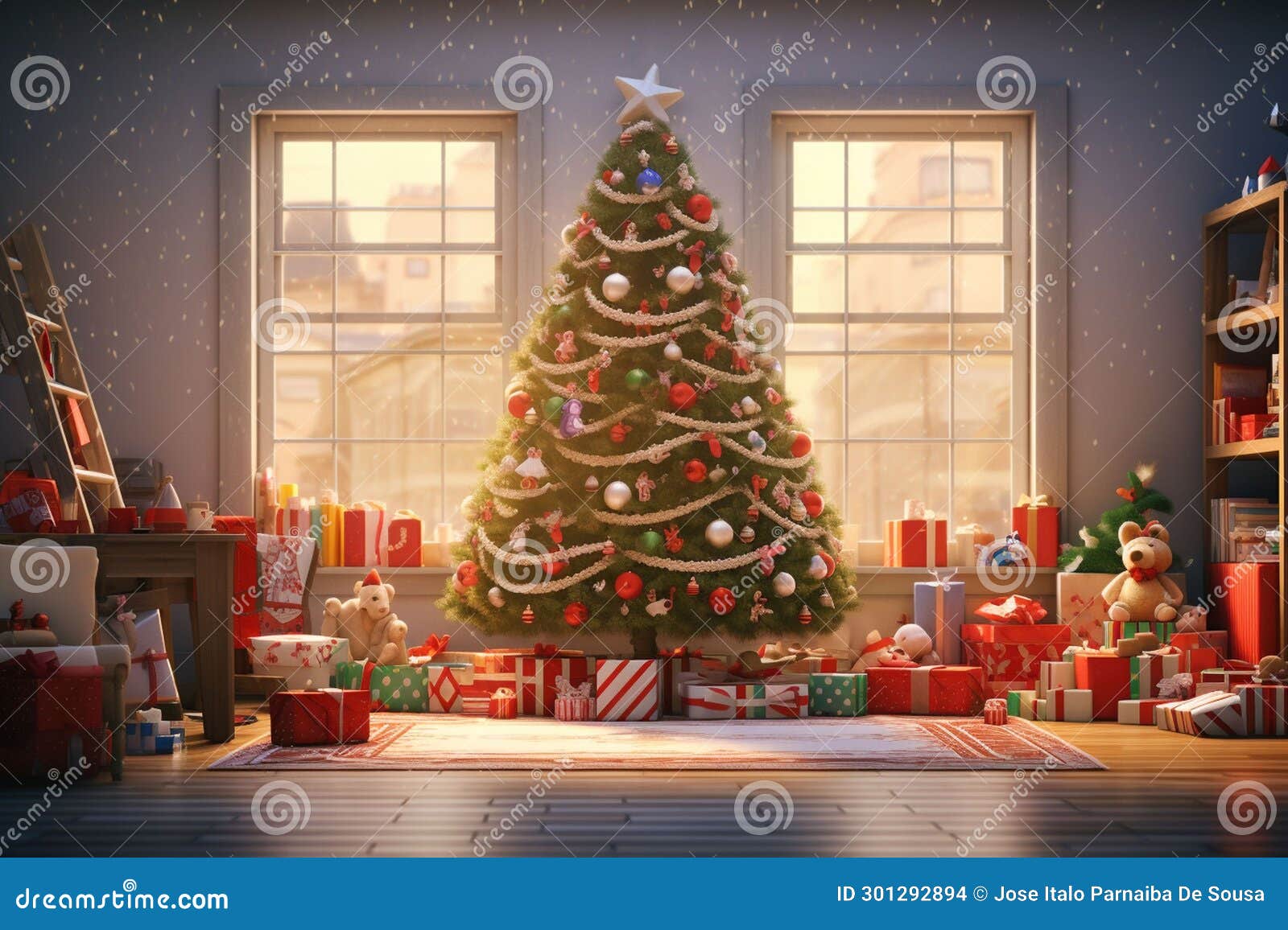 Inspirational Christmas Scenes with Diverse and Stock Illustration ...