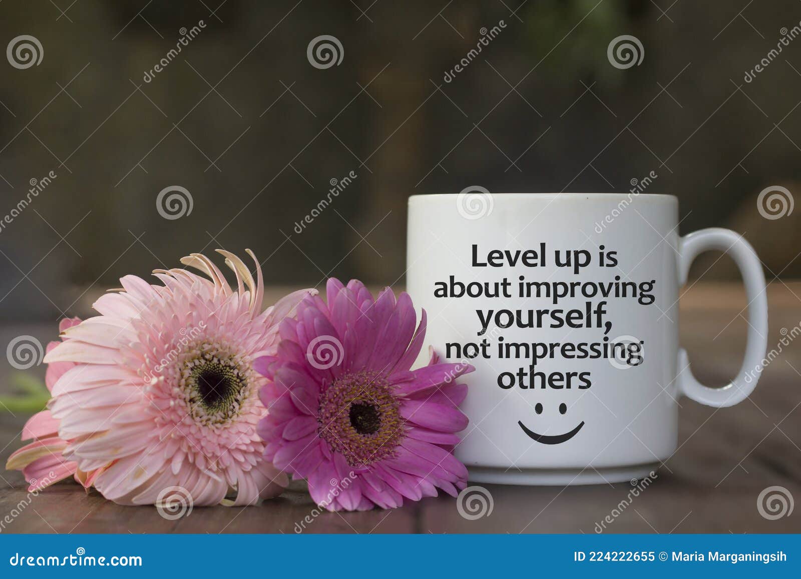Positive Inspirational Messages on Coffee Cup with Pink Flowers - Level ...