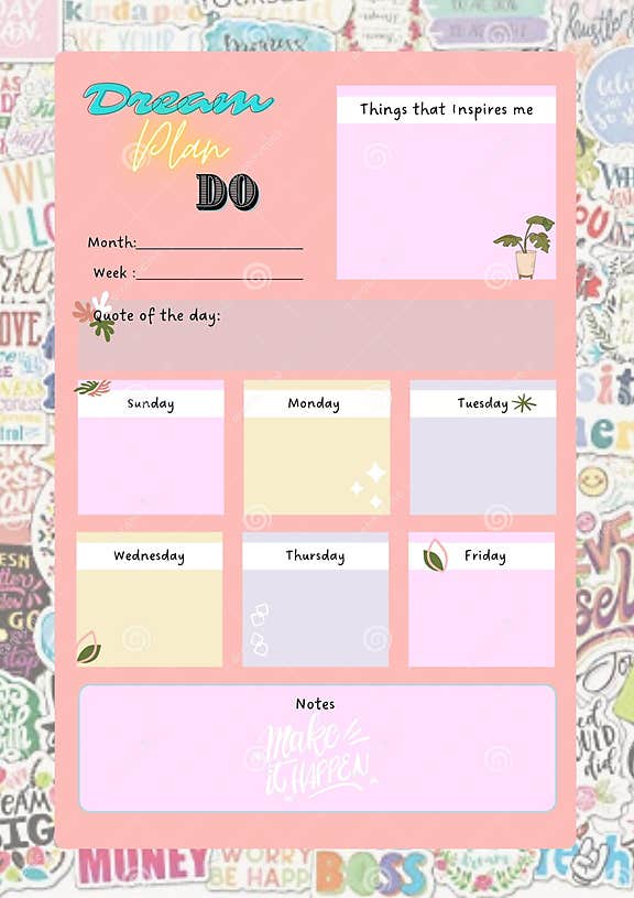 Inspirational Planner Digital Planning Insert Sheet Printable Page ...