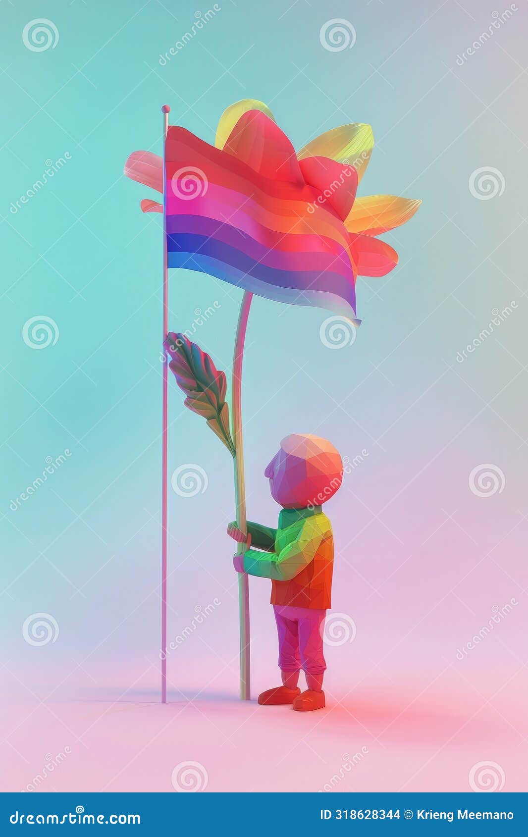 Inspirational Pride Month Scene: Surreal Cartoon Figure and Morphing ...