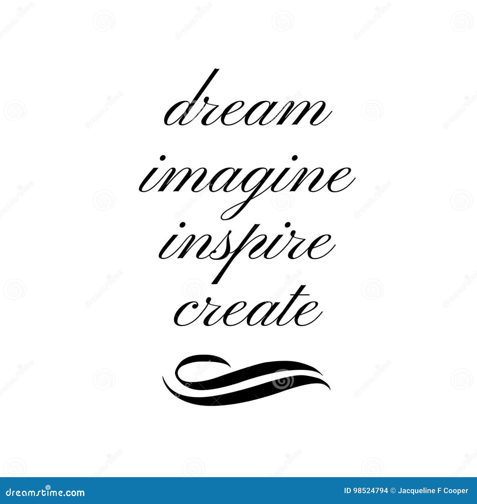 Inspirational Quote: Dream, Imagine, Inspire, Create Stock Illustration ...