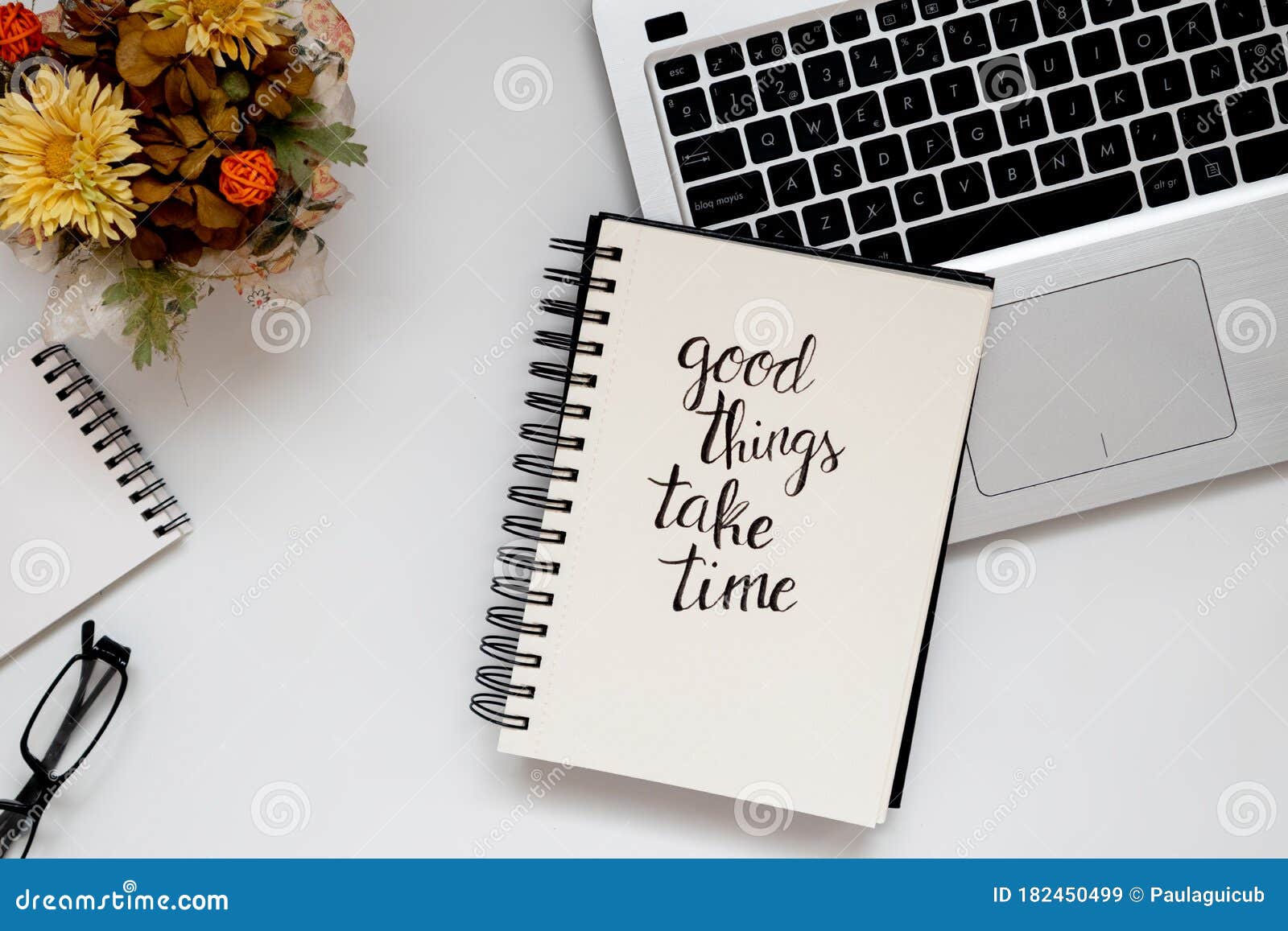 Inspirational Quote Handwritten in Notebook. Student Workspace ...