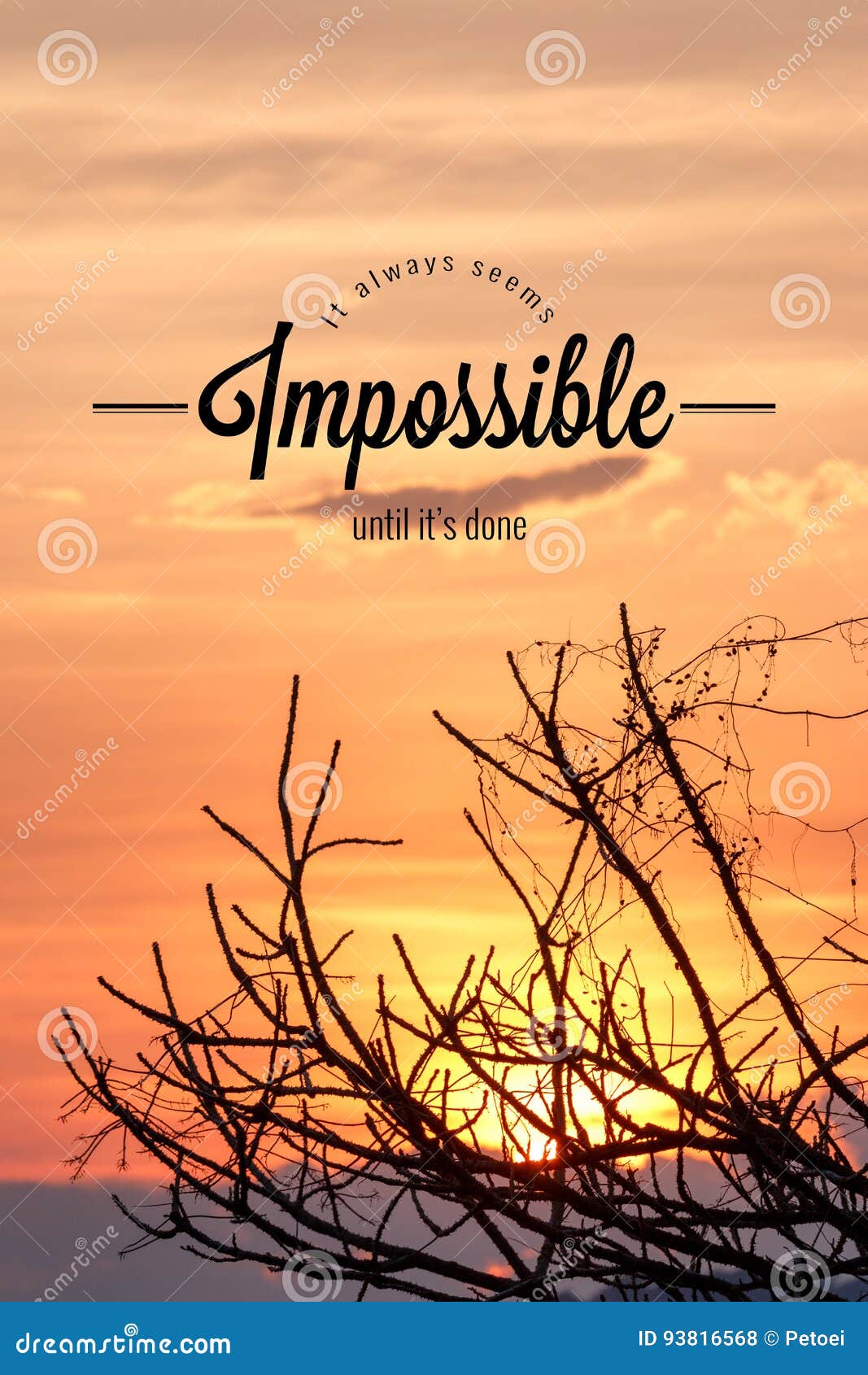 Inspirational Quote by Unknown Source on Sunset Stock Photo - Image of ...