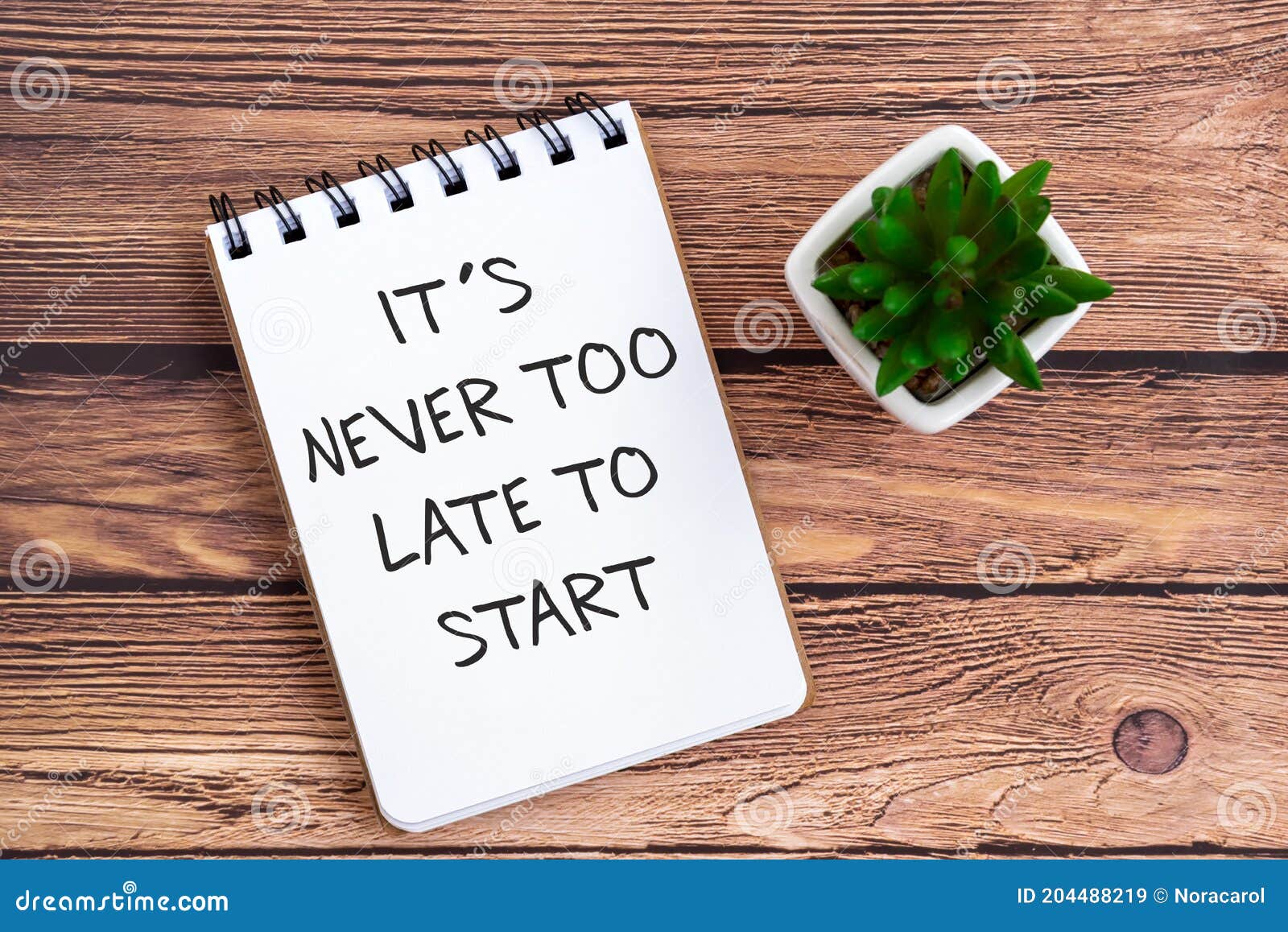 Life Quotes on Note Pad - Its Never Too Late To Start Stock Image ...