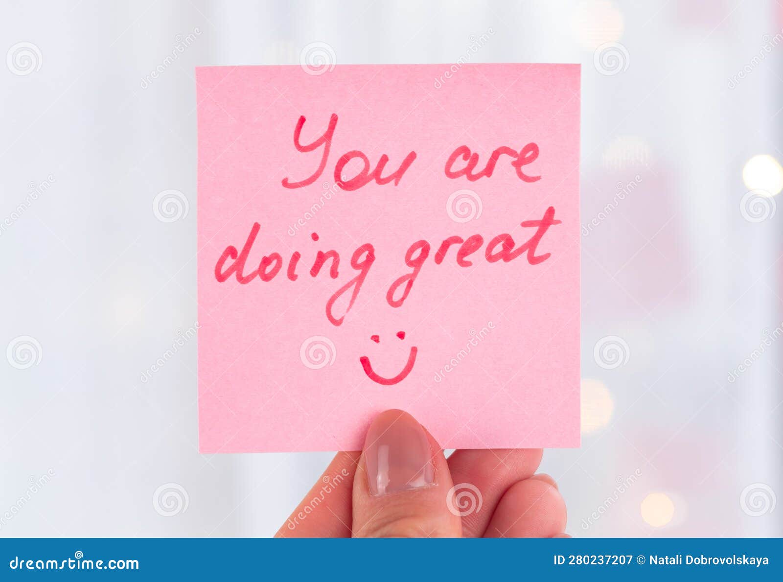 Inspirational Quotes on Pink Sticker,handwriting Text Stock Image ...