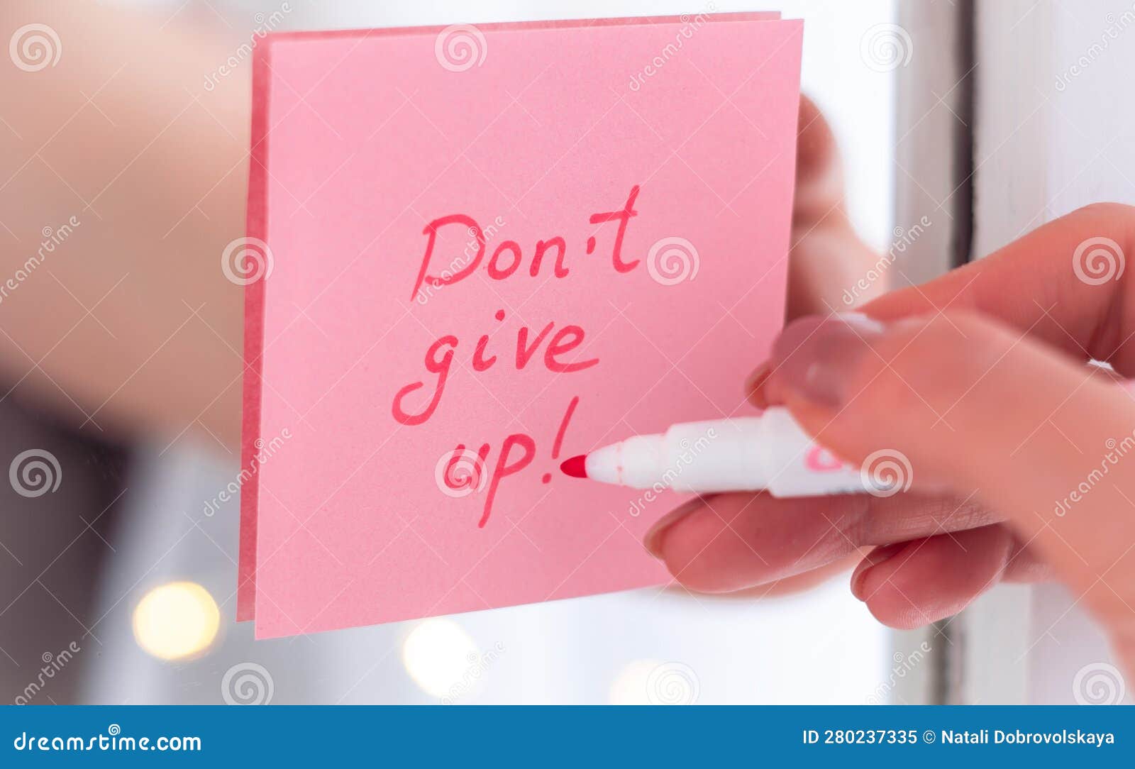 Inspirational Quotes on Pink Sticker,handwriting Text Stock Image ...
