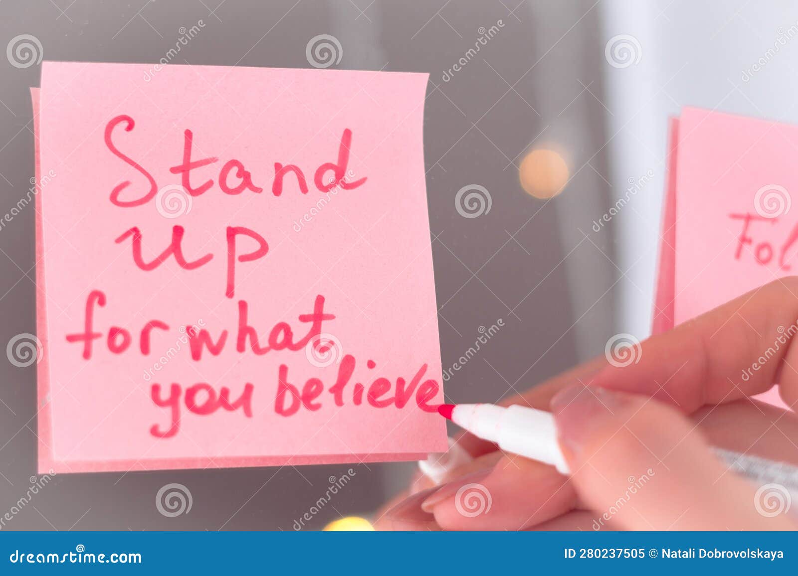 Inspirational Quotes on Pink Sticker,handwriting Text Stock Image ...