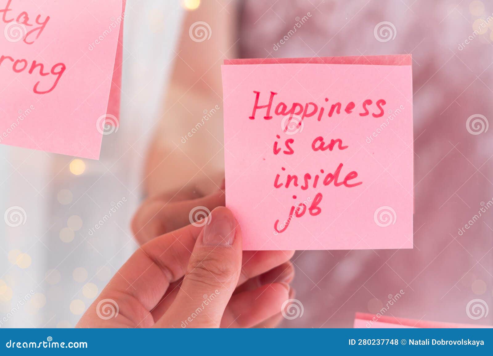 Inspirational Quotes on Pink Sticker,handwriting Text Stock Photo ...