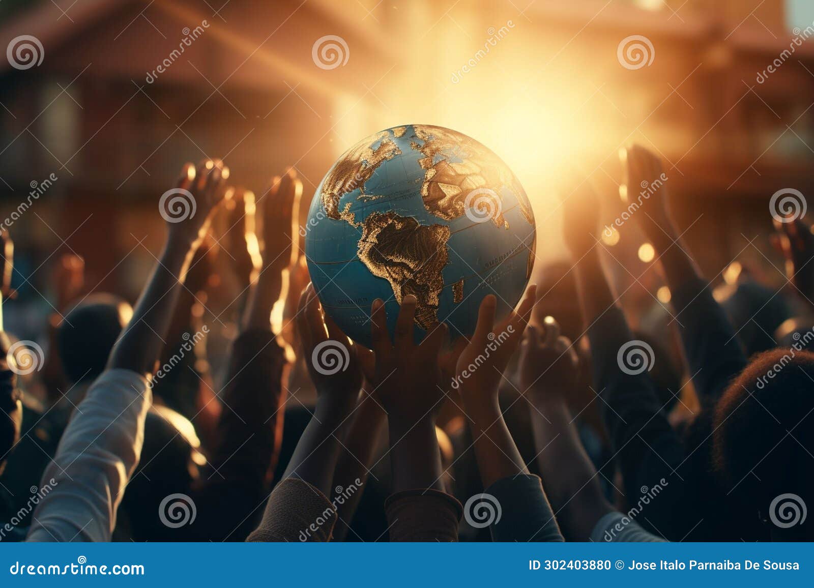 Inspirational Scene of Diverse Hands Holding Up Stock Illustration ...